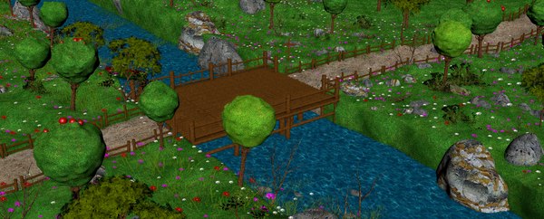 modelo 3d Bosque de dibujos animados río - TurboSquid 1377463