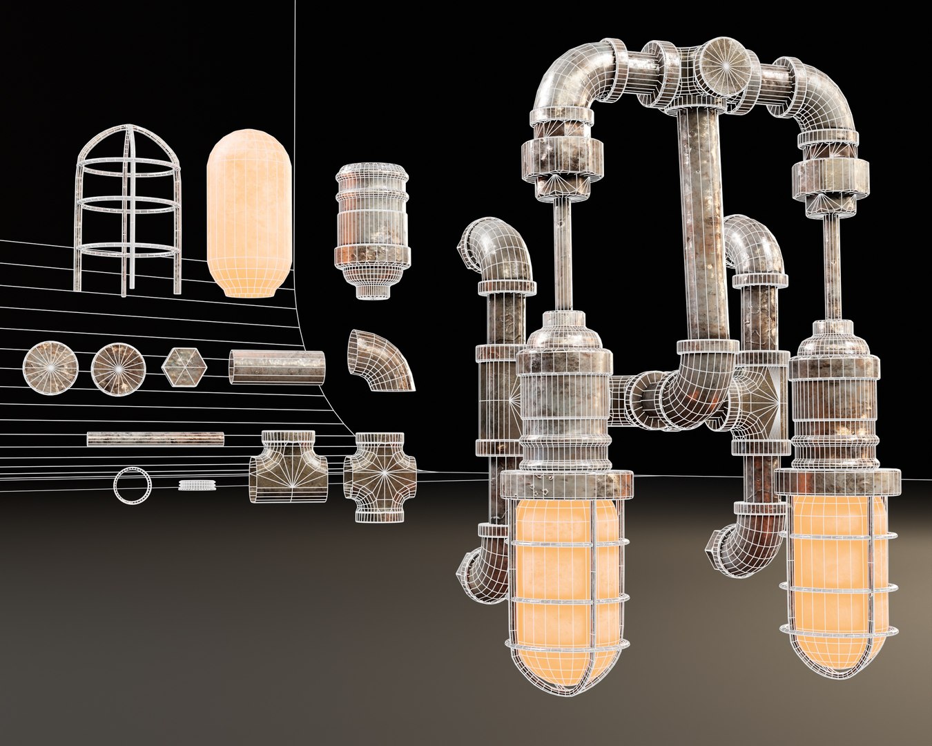3D Sci-Fi Utility Light Kitbash Set Model - TurboSquid 2402744