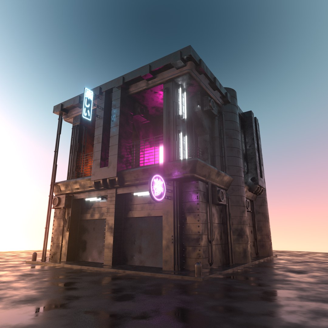 Retro Futuristic Building Environment 3D Model - TurboSquid 2032567