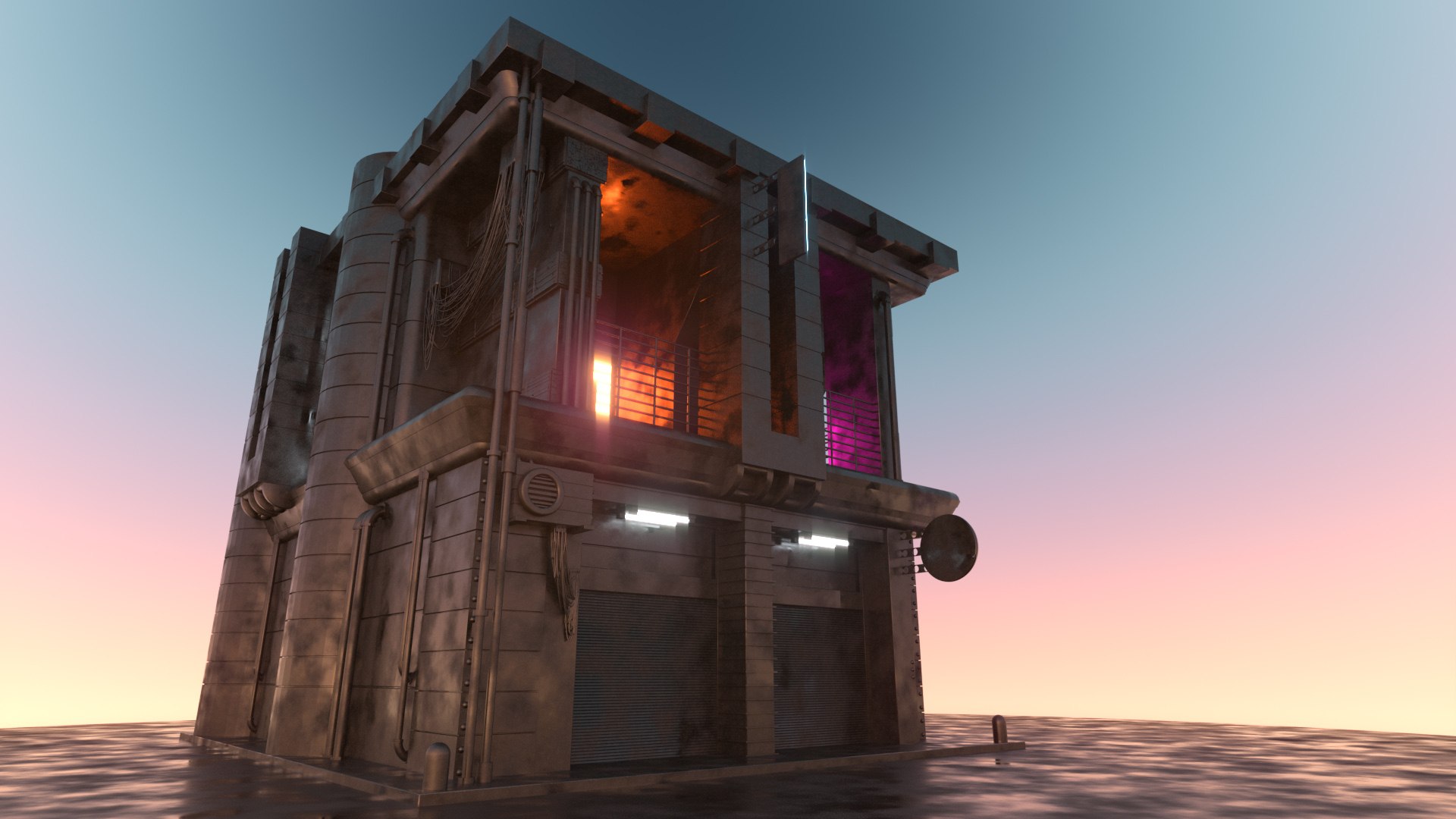 Retro Futuristic Building Environment 3D Model - TurboSquid 2032567