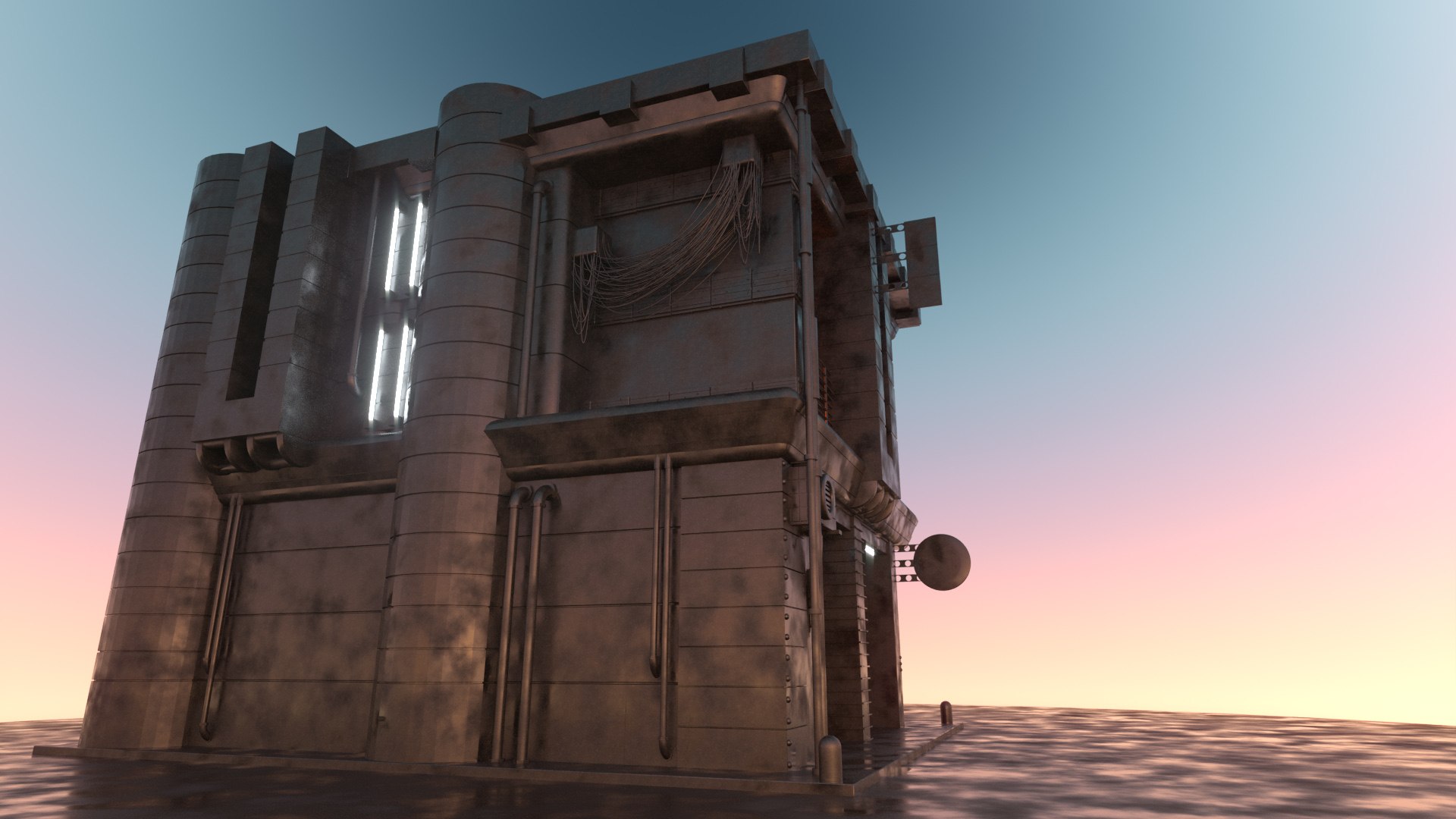 Retro Futuristic Building Environment 3D Model - TurboSquid 2032567