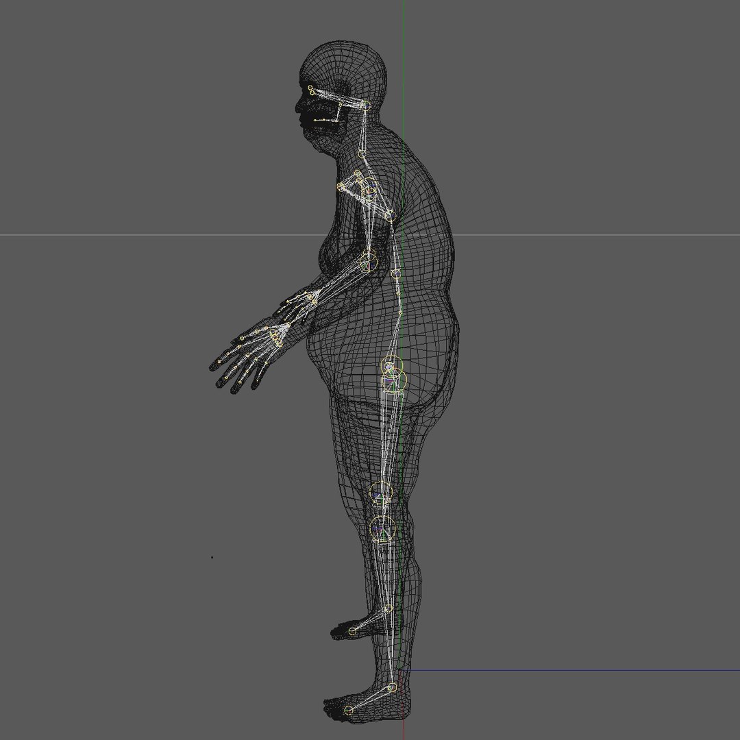 Realistic Obese Old Asian 3d Model