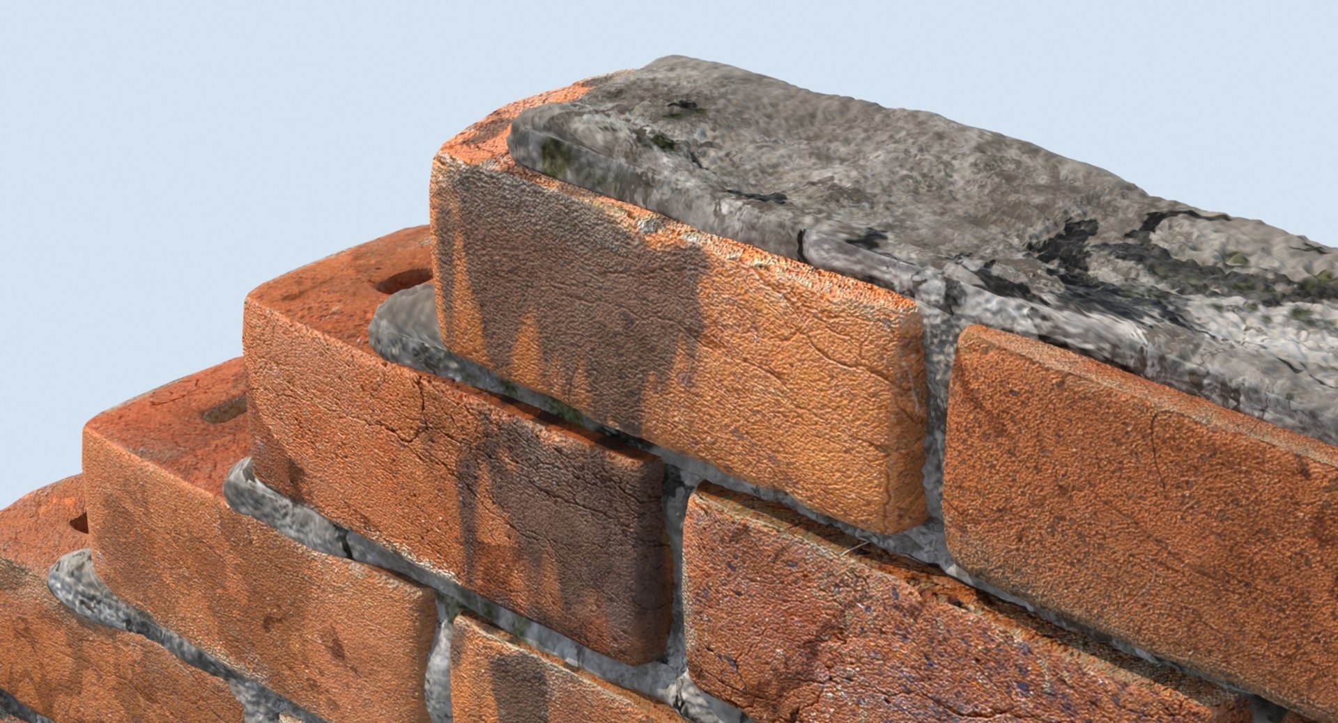 Dirty Brick Wall Section 3d Model