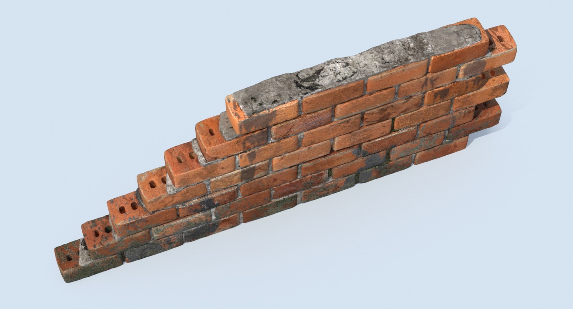 Dirty Brick Wall Section 3d Model