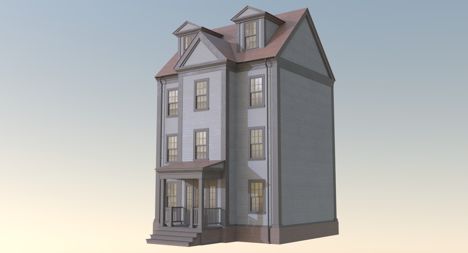 Colonial Townhouse 3D Model - TurboSquid 1194586
