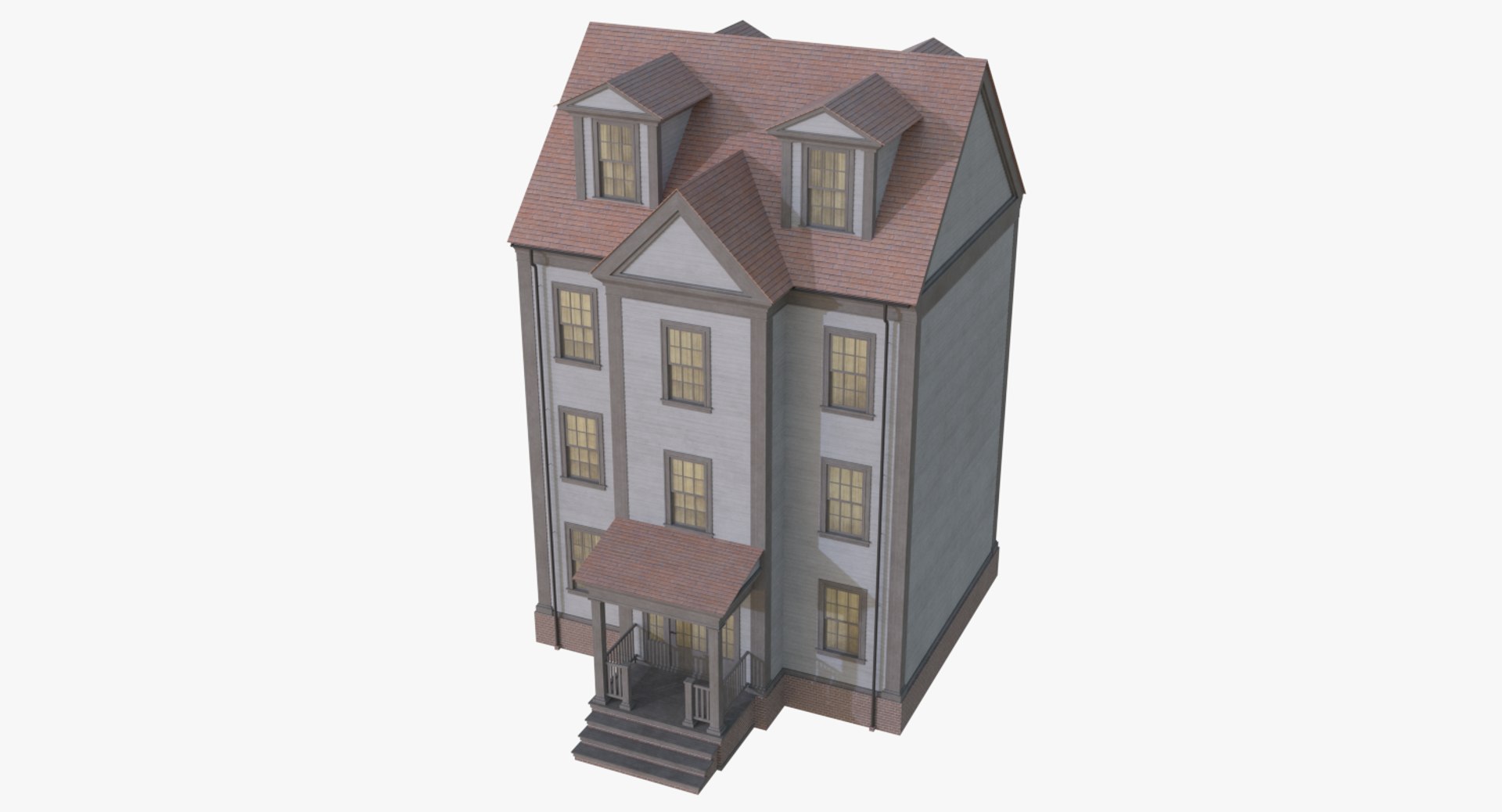 Colonial Townhouse 3D Model - TurboSquid 1194586