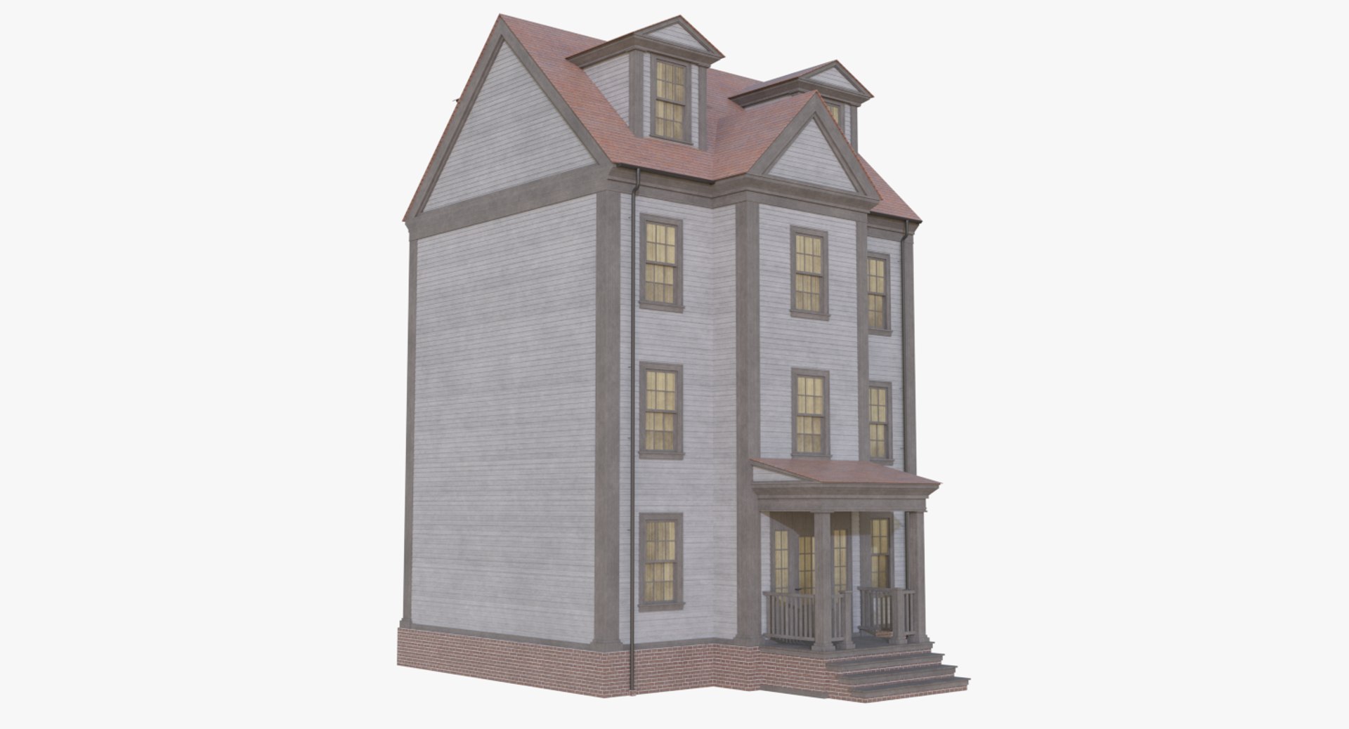 Colonial Townhouse 3D Model - TurboSquid 1194586