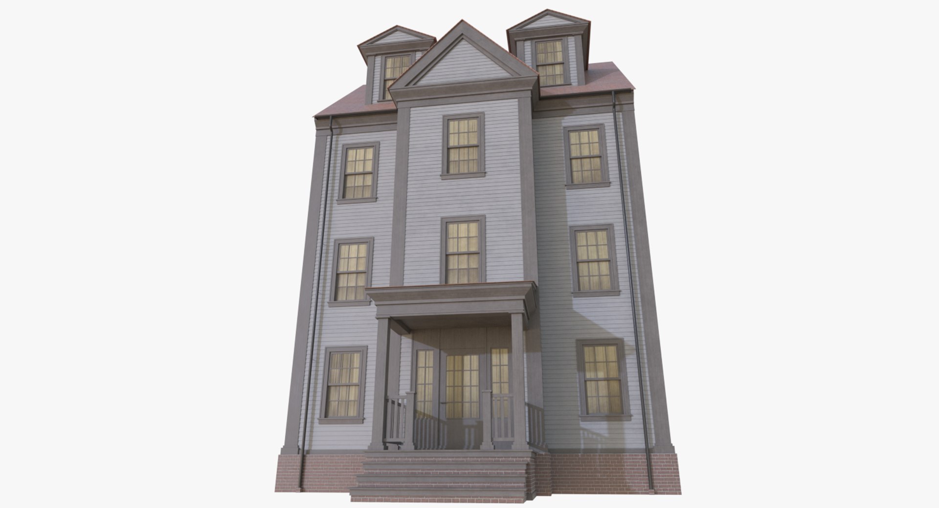 Colonial Townhouse 3D Model - TurboSquid 1194586