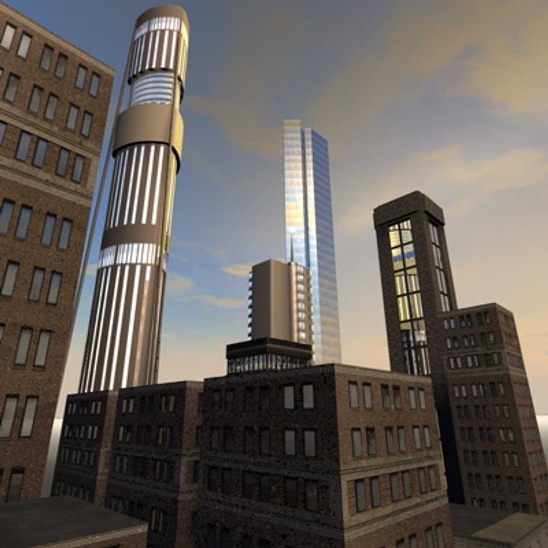 3d buildings skyscrapers cityscape model