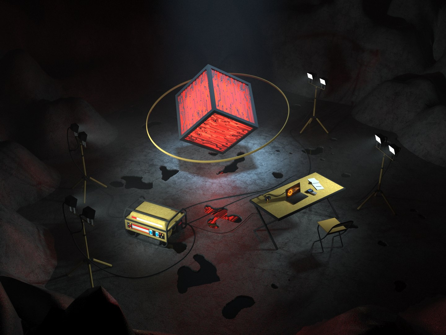 Fantastic Sci-fi Scientific Research Laboratory in a Cave 3D model ...