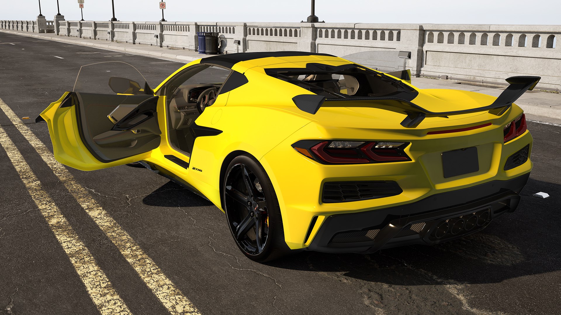 3D model Yellow Chevy Corvette Z0 2023 Coupe Rigged - TurboSquid 2100849