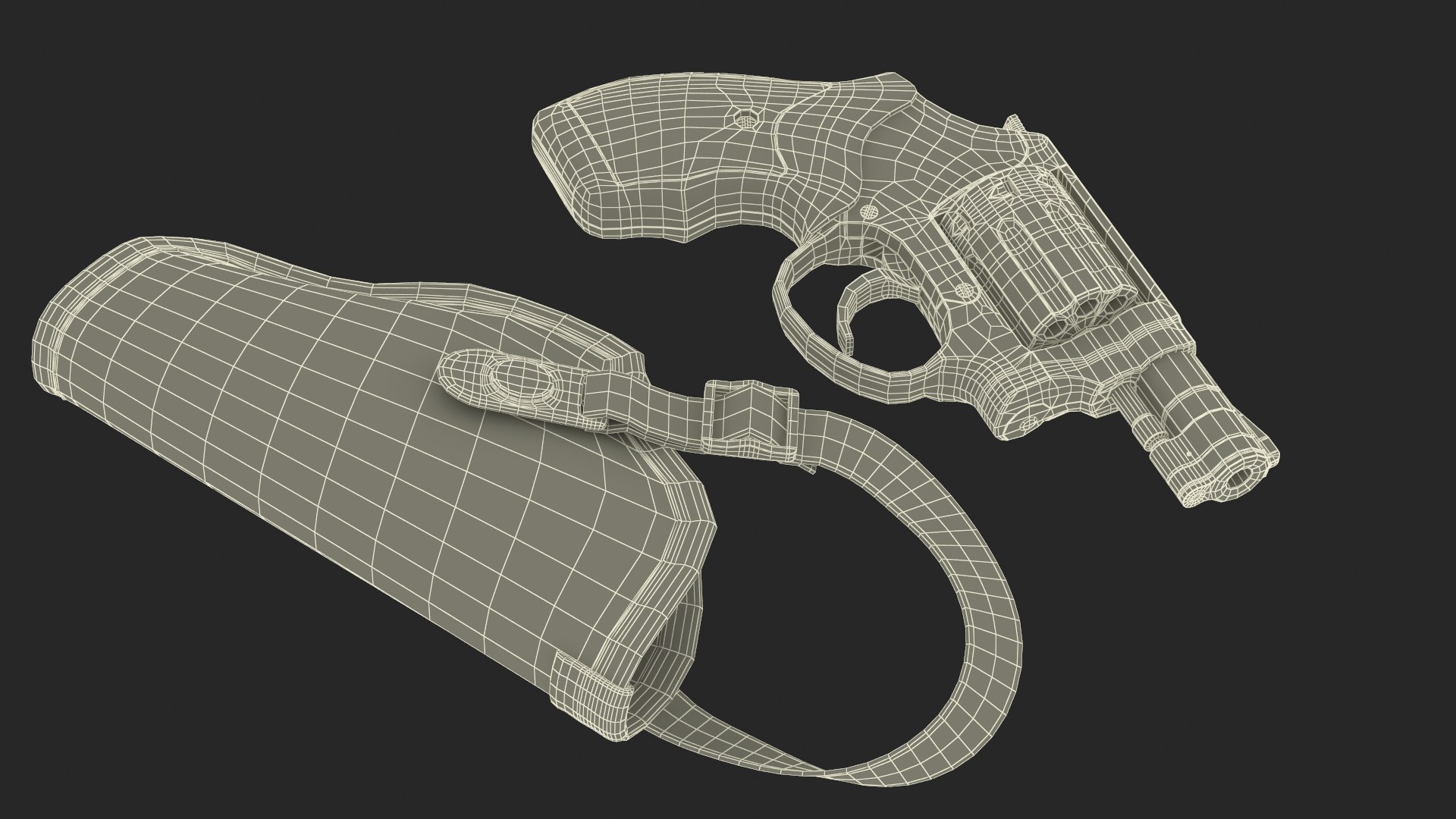 3D model Revolver and Nylon Belt Holster - TurboSquid 2155440
