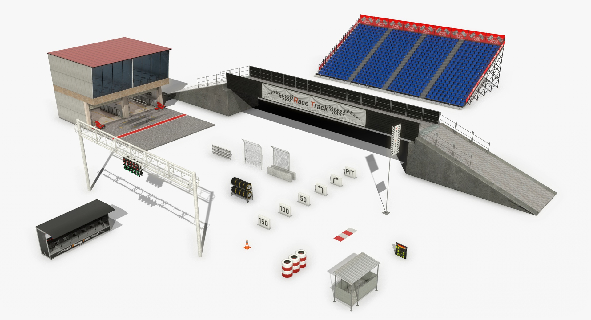 3D low-poly race track construction kit model - TurboSquid 1370818