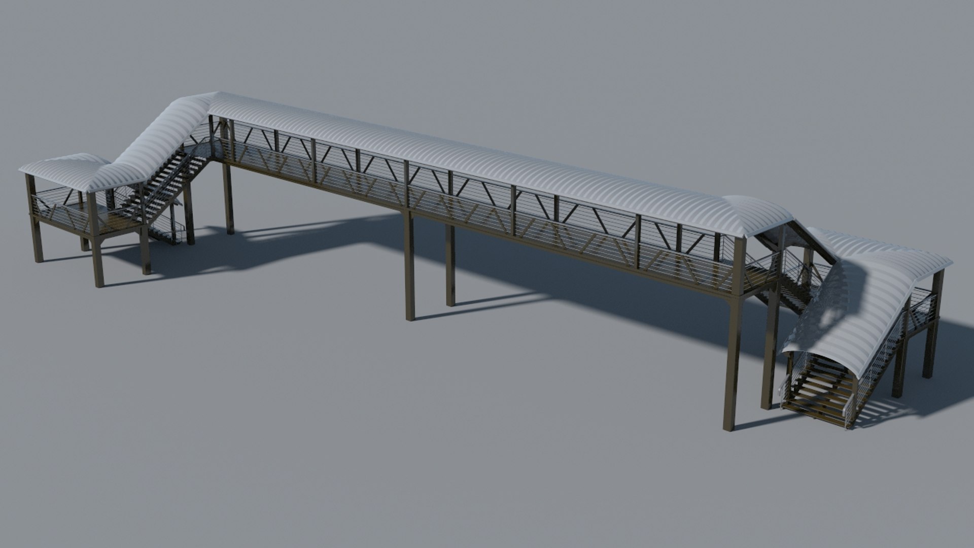 3d Model Of Urban Overhead Pedestrian Bridge