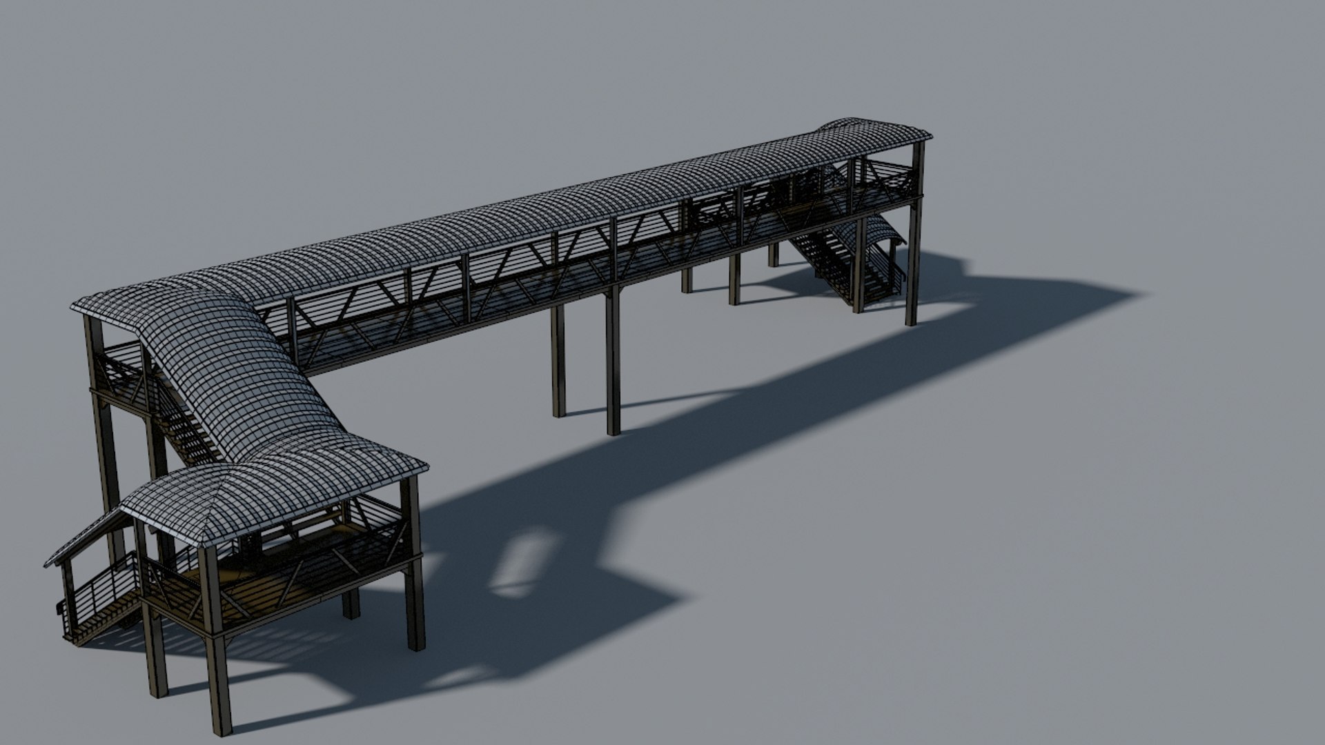 3d Model Of Urban Overhead Pedestrian Bridge