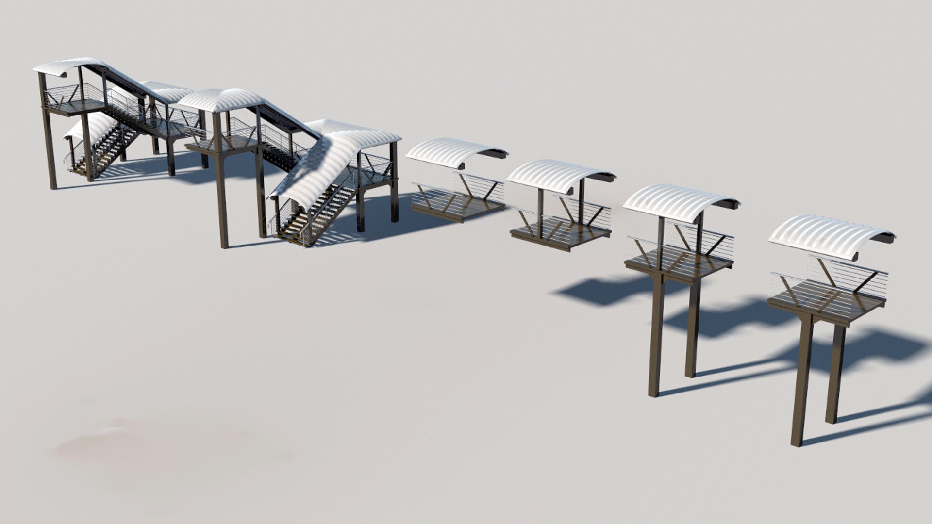 3d Model Of Urban Overhead Pedestrian Bridge