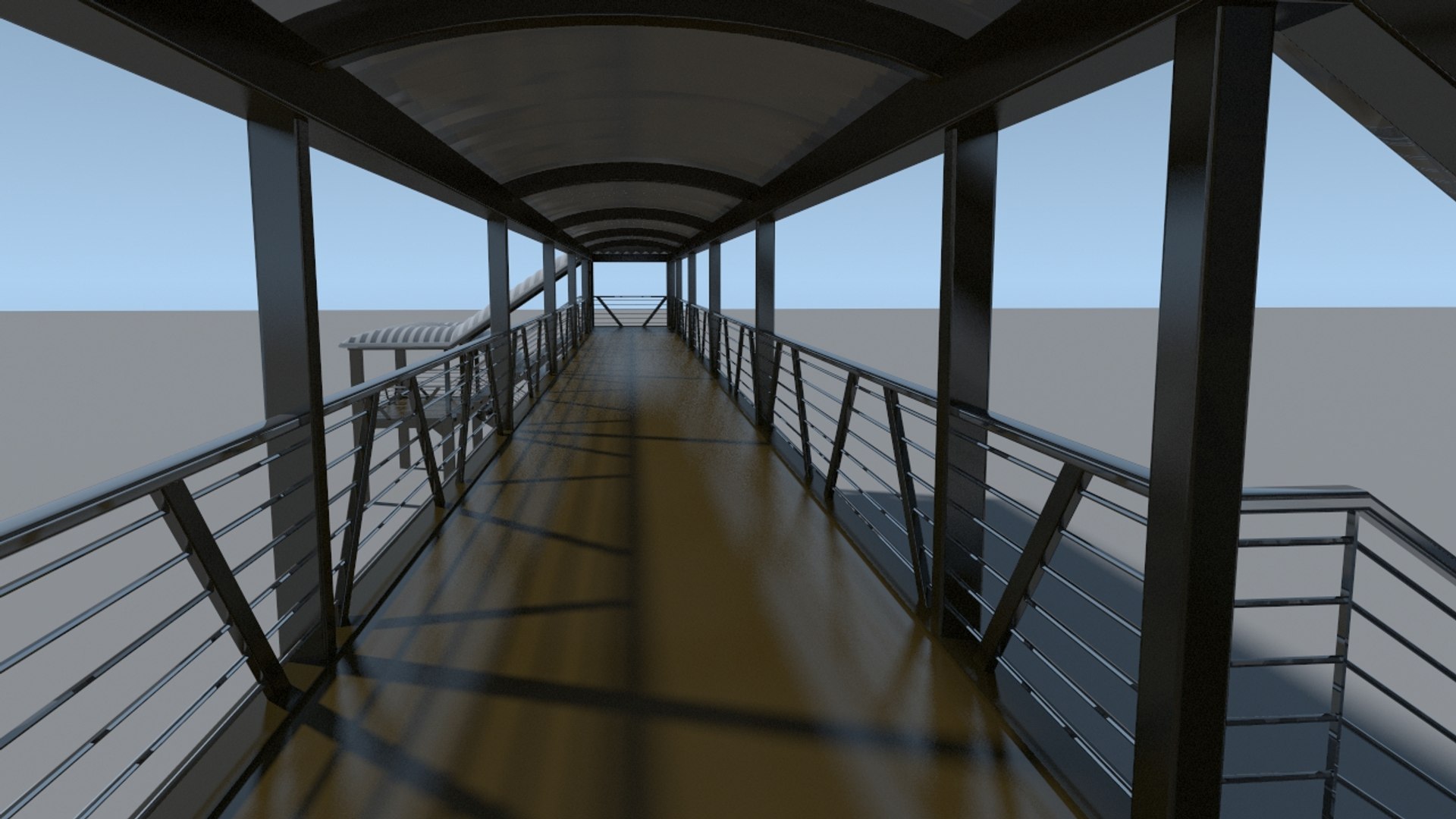 3d Model Of Urban Overhead Pedestrian Bridge