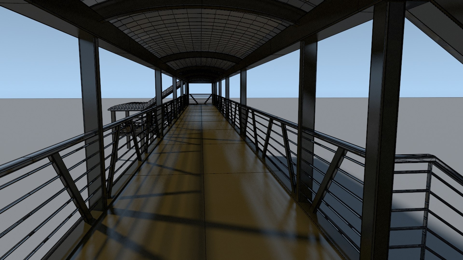 3d Model Of Urban Overhead Pedestrian Bridge