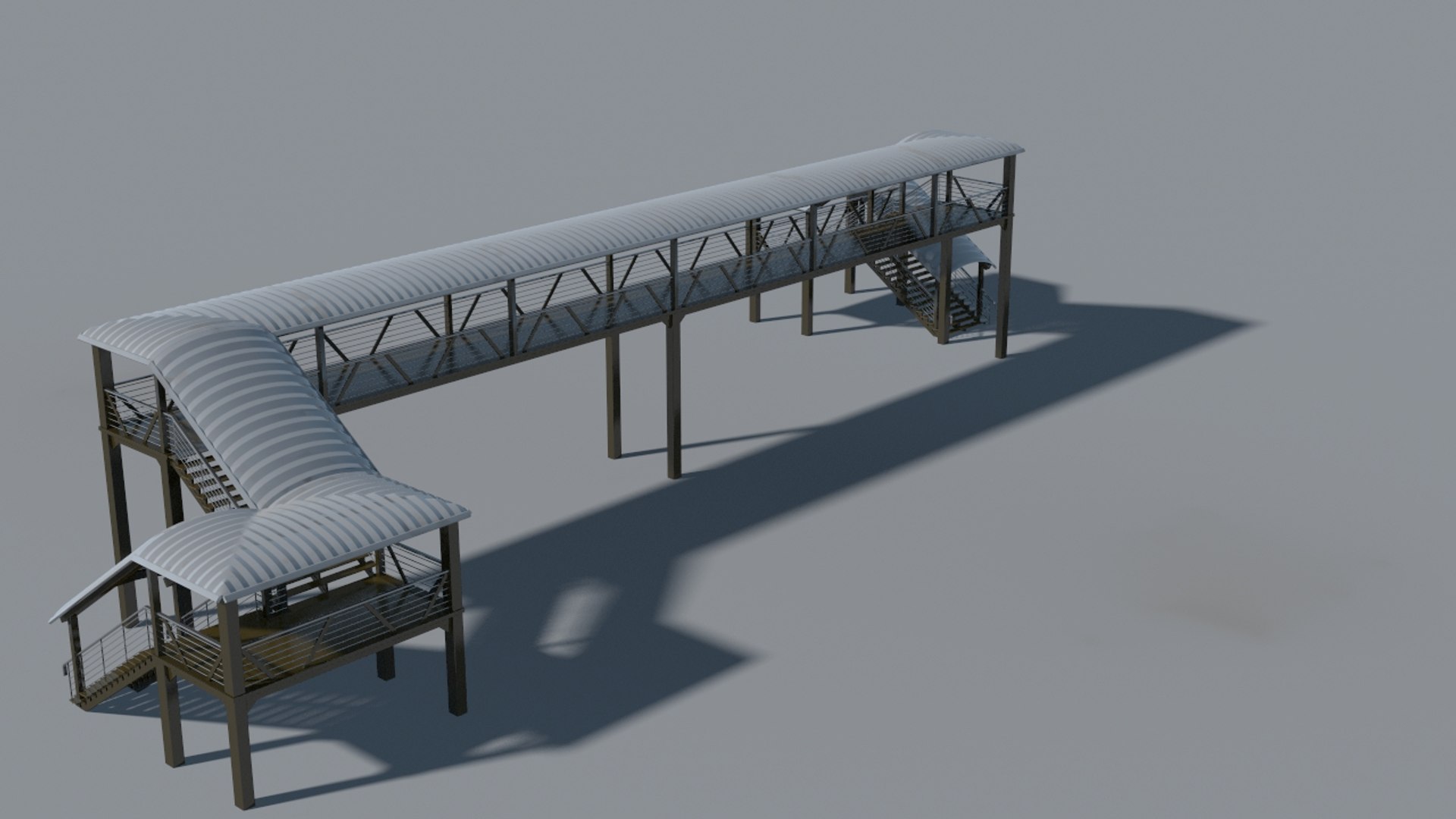 3d Model Of Urban Overhead Pedestrian Bridge