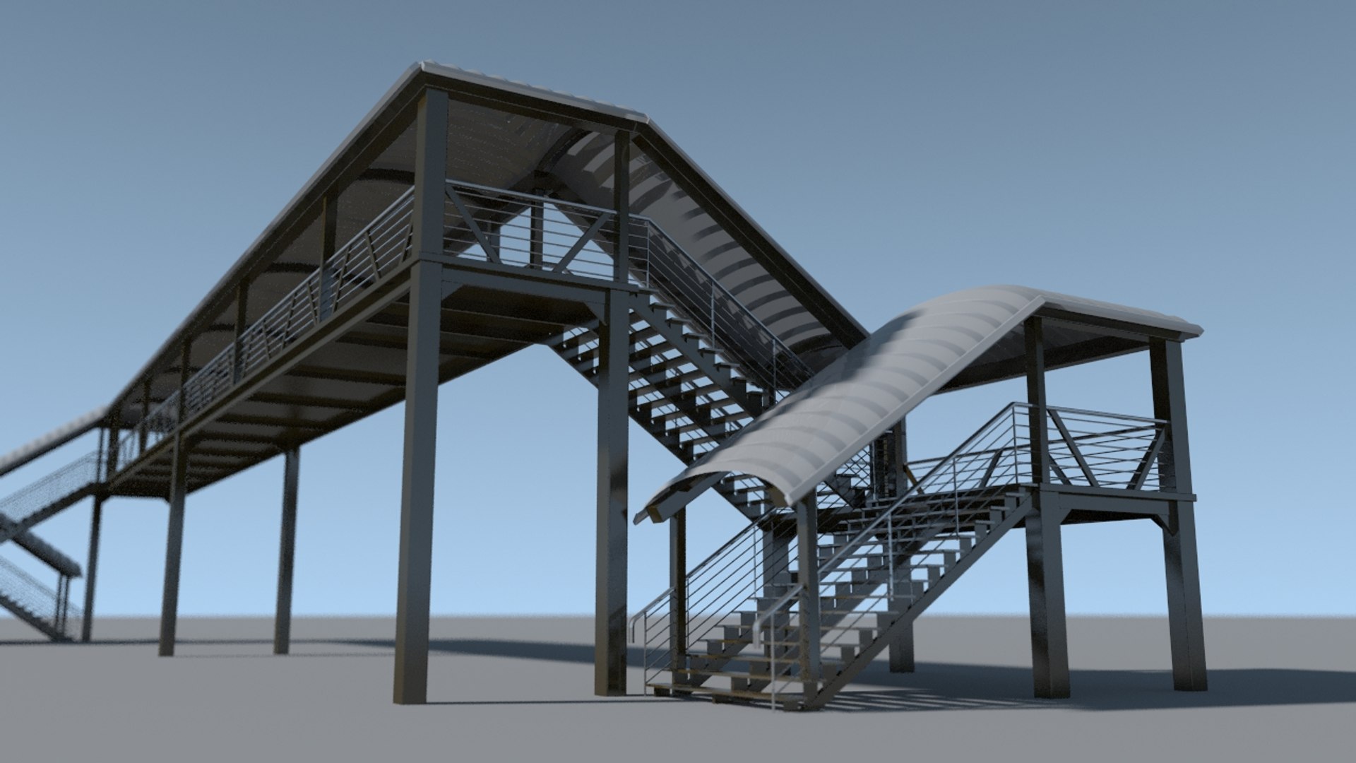 3d Model Of Urban Overhead Pedestrian Bridge