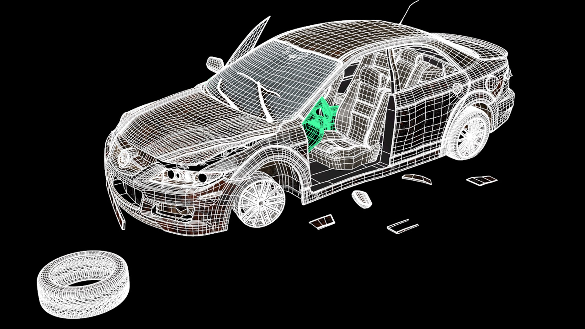 Damaged abandoned car model - TurboSquid 1373891