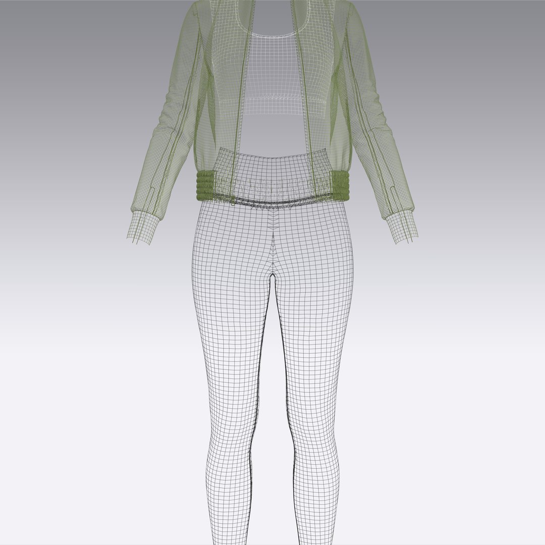 Womens Elasticated Bomber Jacket Outfit 3D Model Model - TurboSquid 2019125