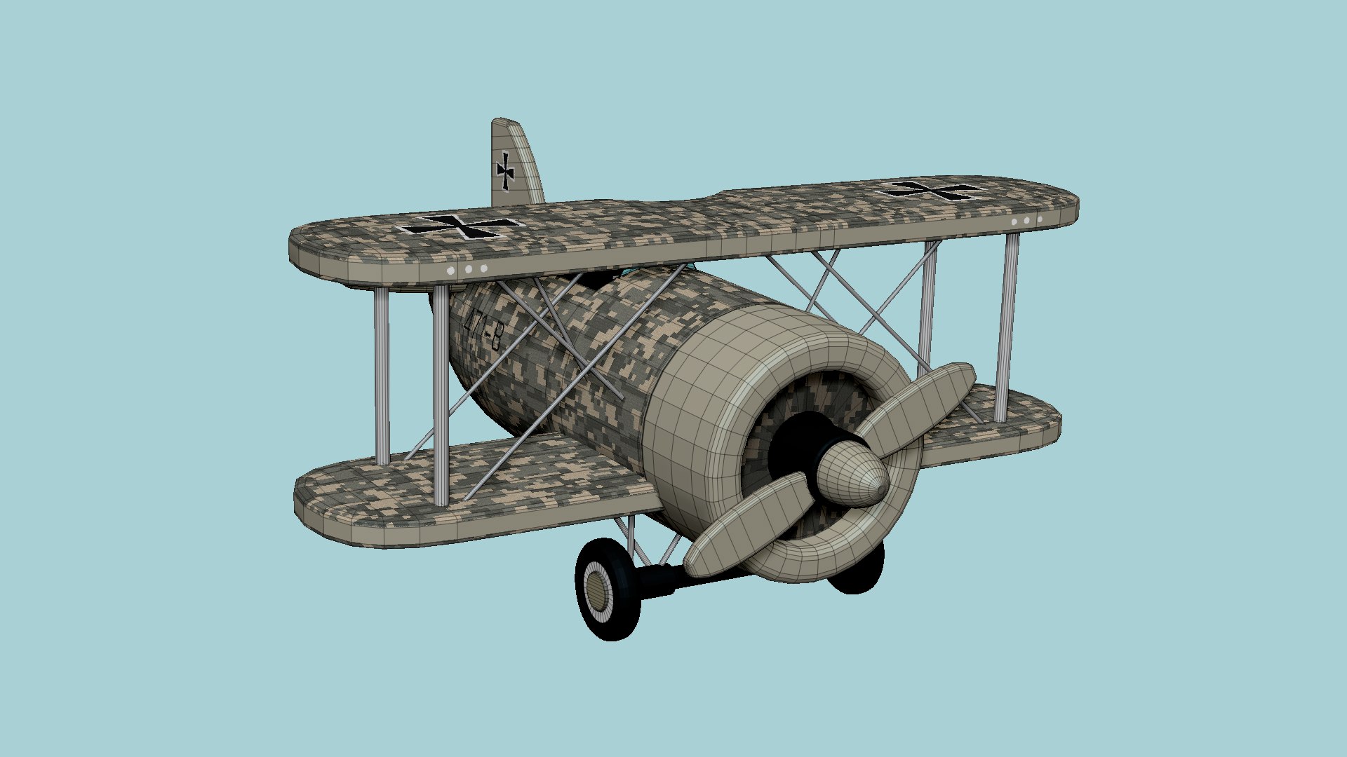3D model Airplane Cartoon A12 Digital Camouflage - Classic Aircraft ...