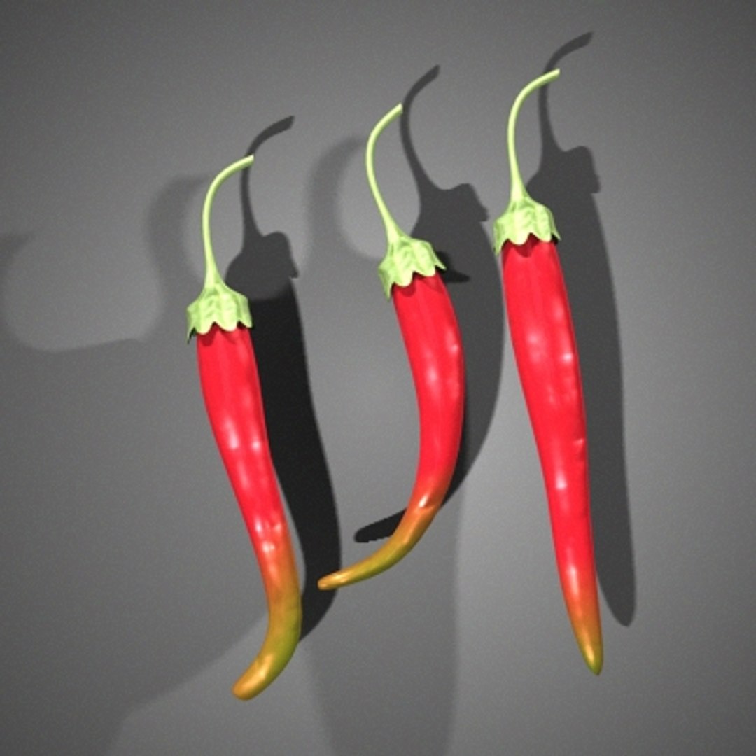 3d model of chili peppers