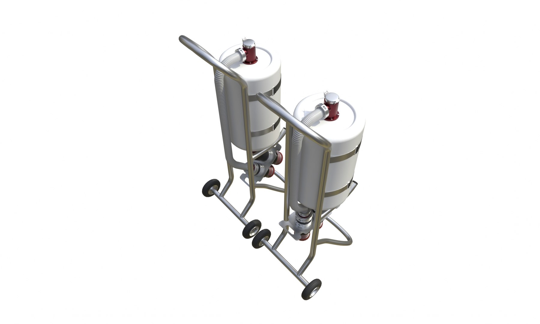 3D Model Double Refueling Bottle With Trolley 2 - TurboSquid 2209489