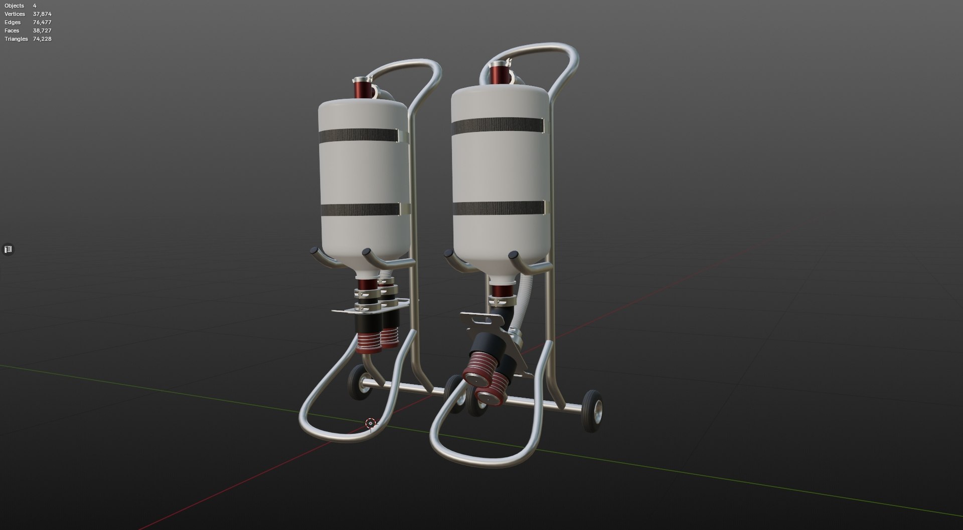 3D Model Double Refueling Bottle With Trolley 2 - TurboSquid 2209489