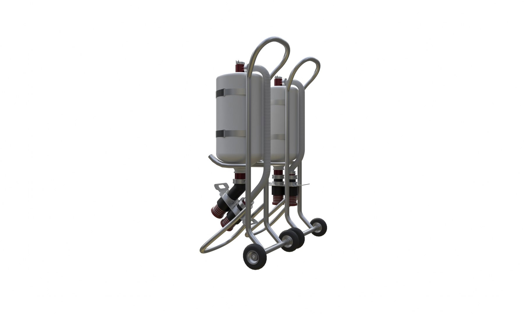 3D Model Double Refueling Bottle With Trolley 2 - TurboSquid 2209489