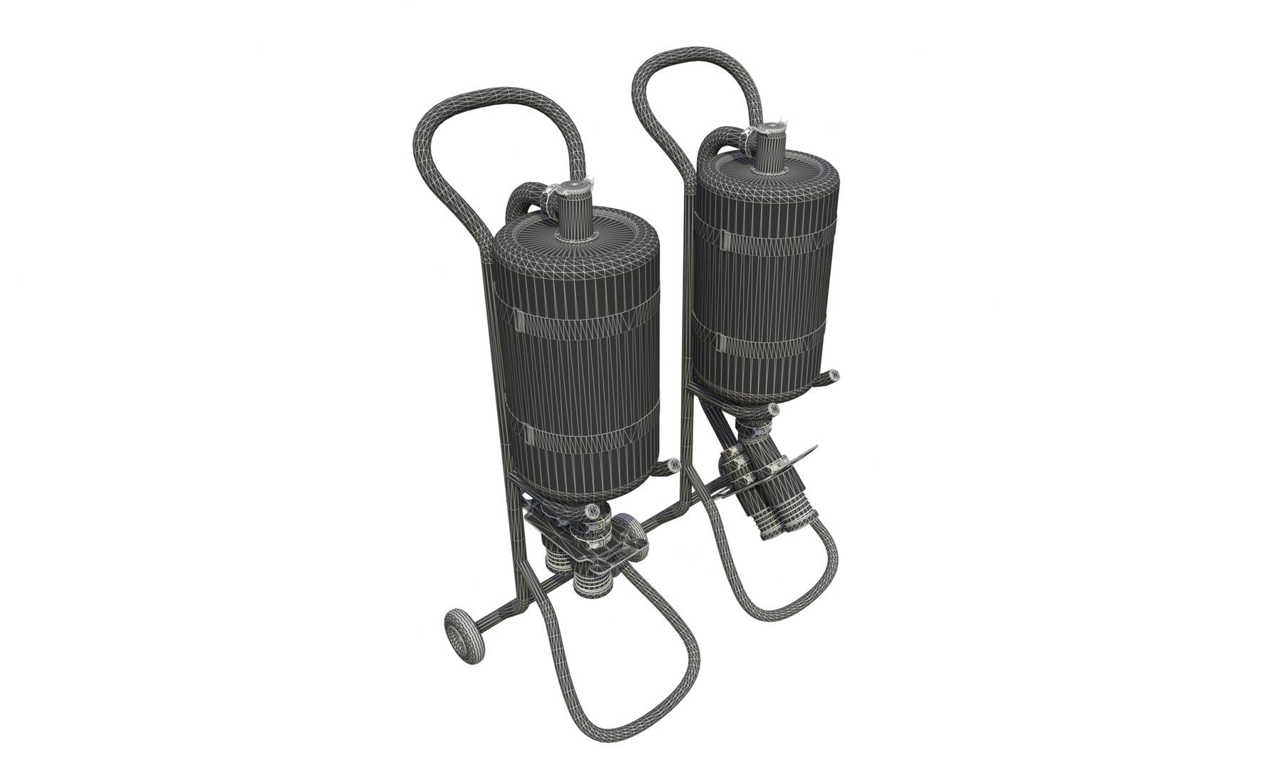 3D Model Double Refueling Bottle With Trolley 2 - TurboSquid 2209489