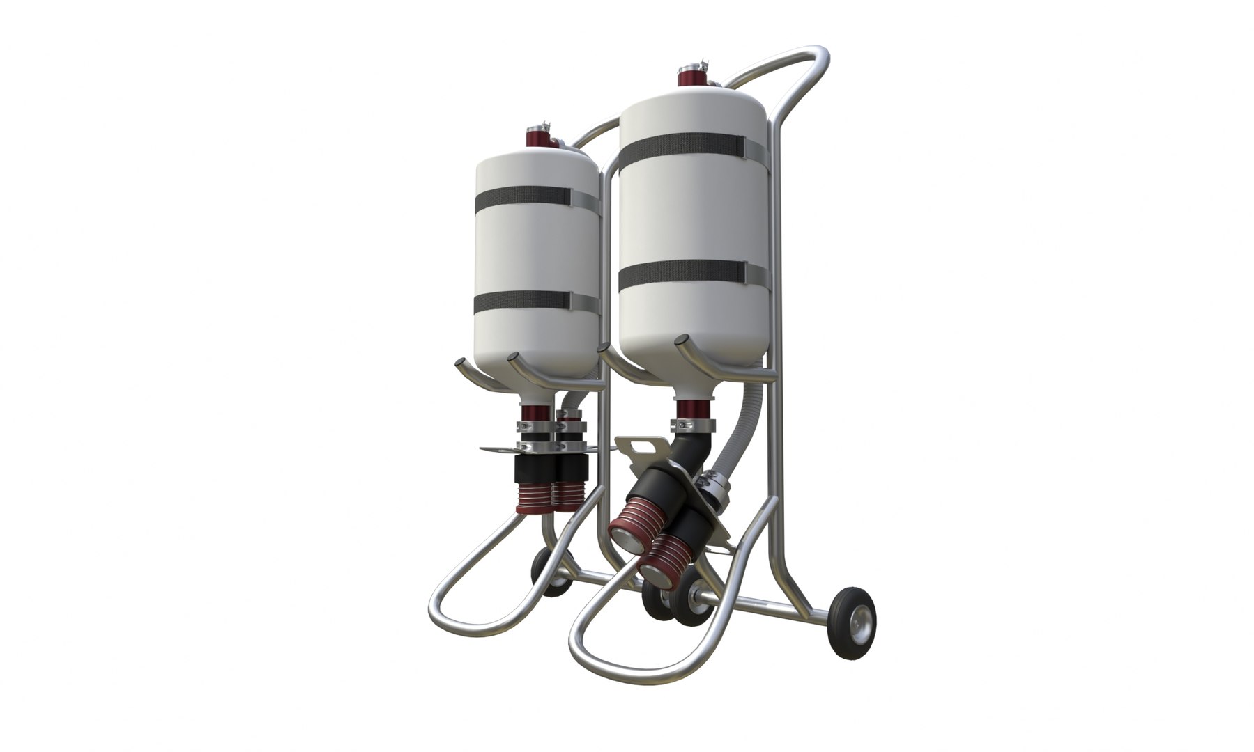 3D Model Double Refueling Bottle With Trolley 2 - TurboSquid 2209489