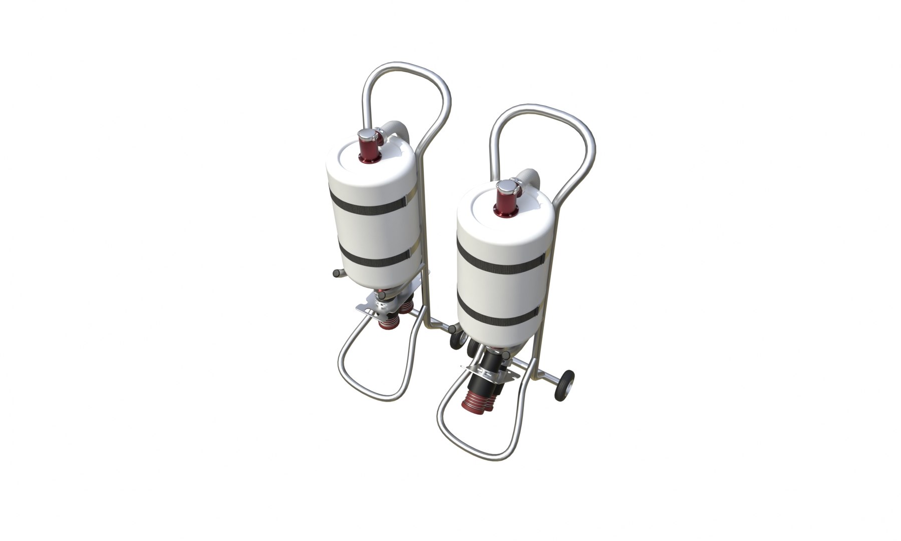 3D Model Double Refueling Bottle With Trolley 2 - TurboSquid 2209489