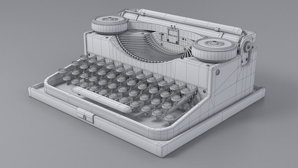 3d model of retro typewriter