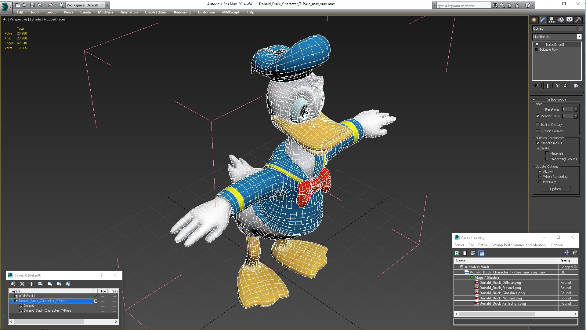 Donald Duck Character T-Pose 3D Model - TurboSquid 2107195