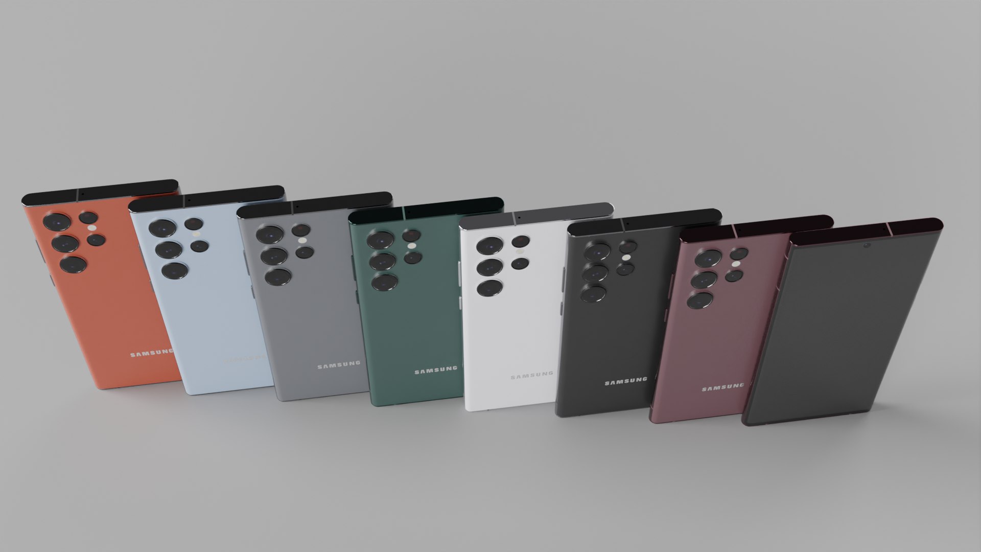 3D model Samsung Galaxy S22 Ultra and SPen All Colors Smartphone ...