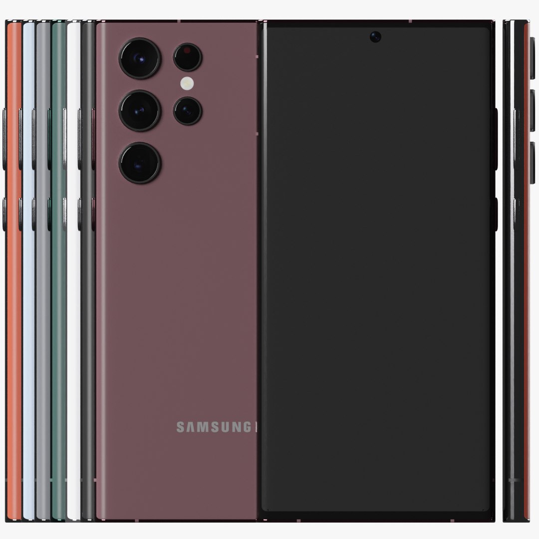 3D model Samsung Galaxy S22 Ultra and SPen All Colors Smartphone ...