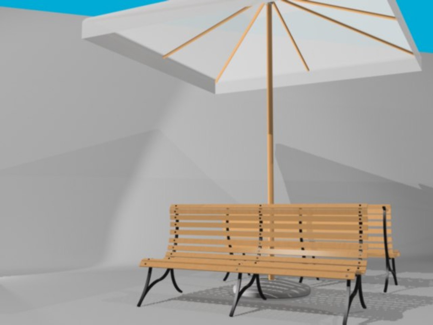 Bench Umbrella 3d Model