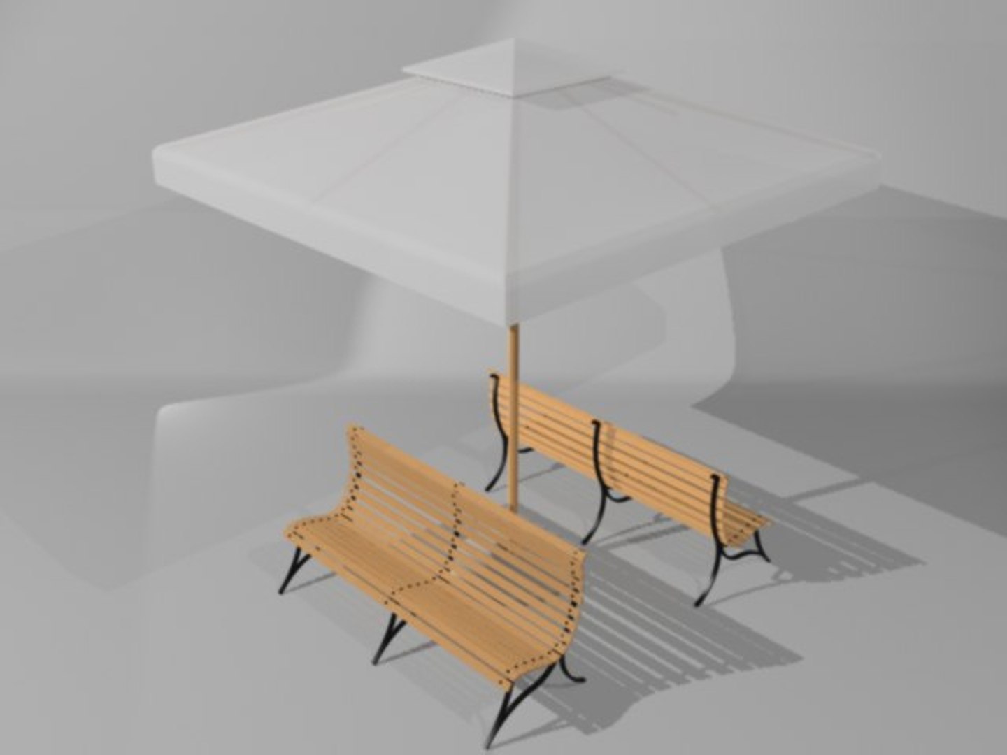 Bench Umbrella 3d Model