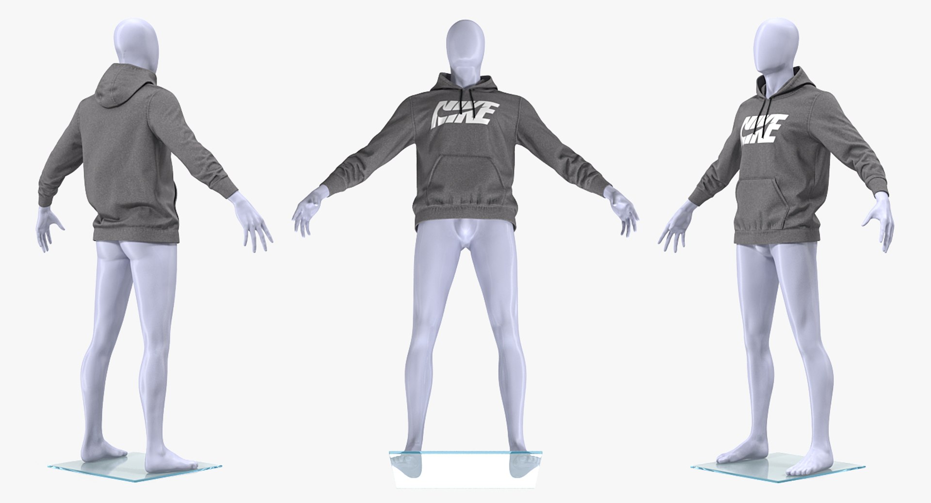Grey Nike Hoodie Lowered 3D Model - TurboSquid 1443395