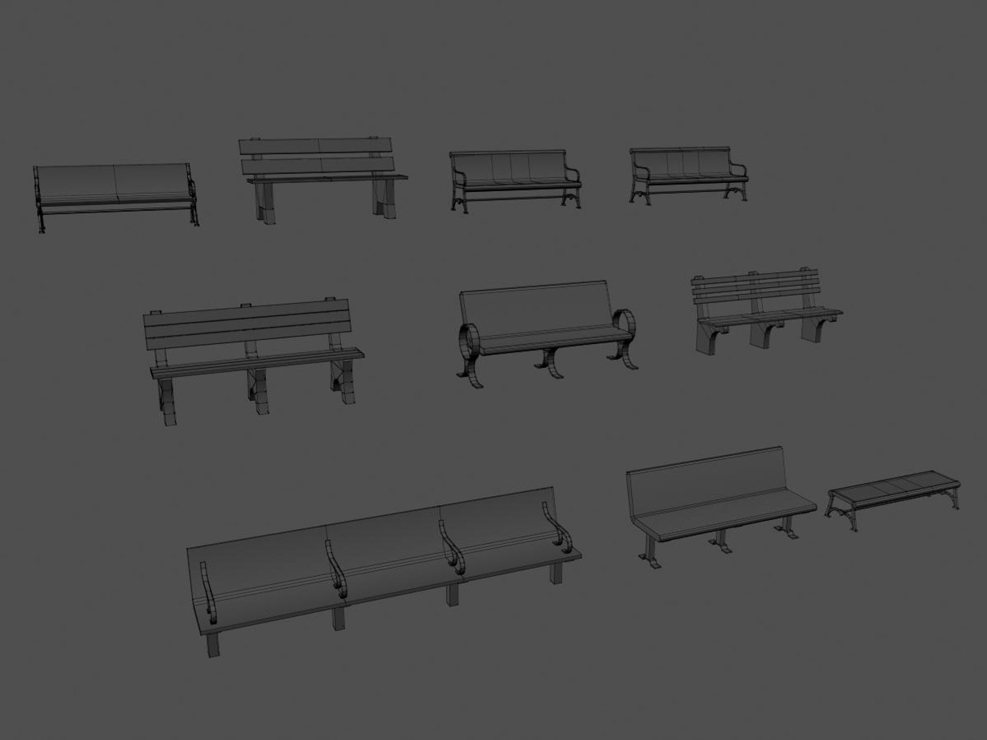 pack benches 3d model