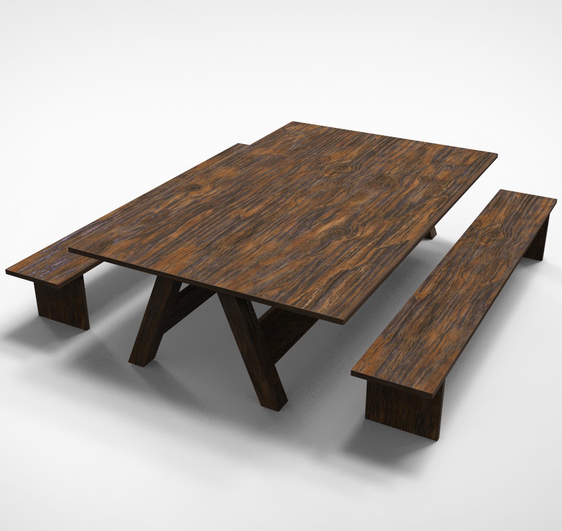 3D Wooden Table Model - TurboSquid 1339647