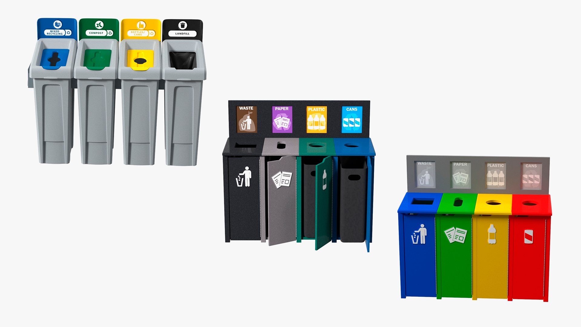 Sort Recycling Bins Collection 3D Model - TurboSquid 2176880