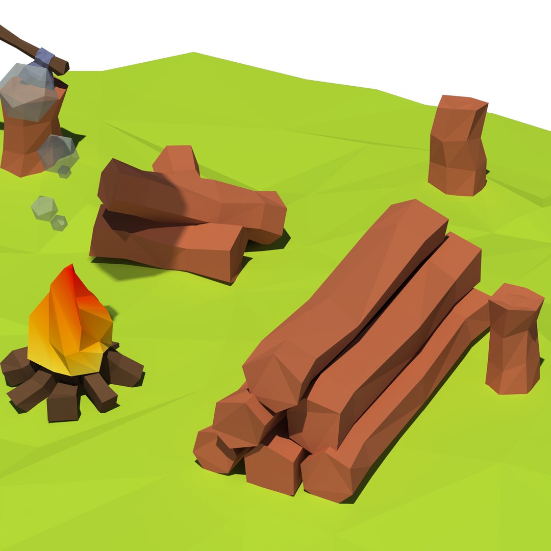 3d logs cartoon