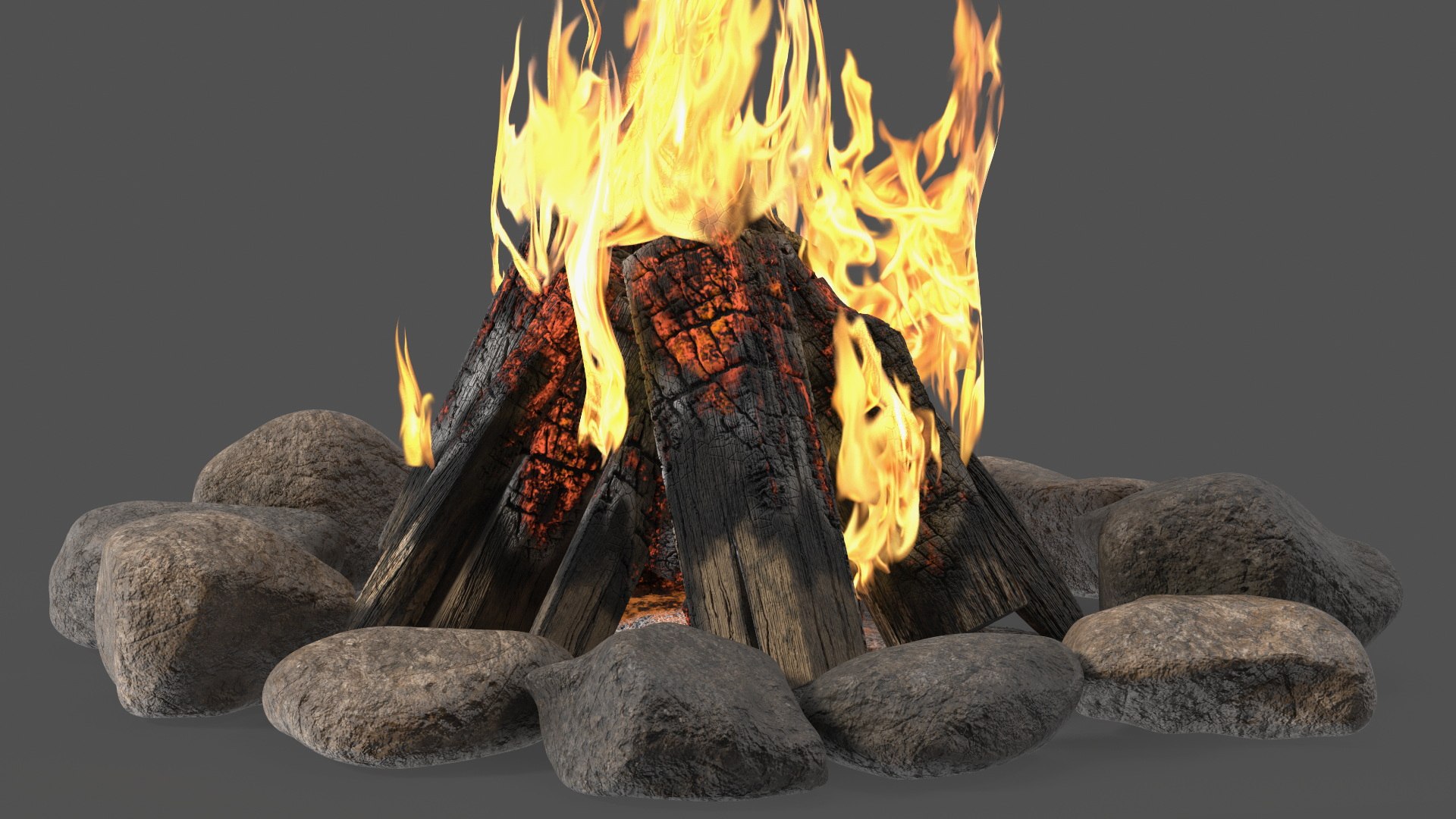 Bonfire In A Circle Of Stones 3D - TurboSquid 2269801