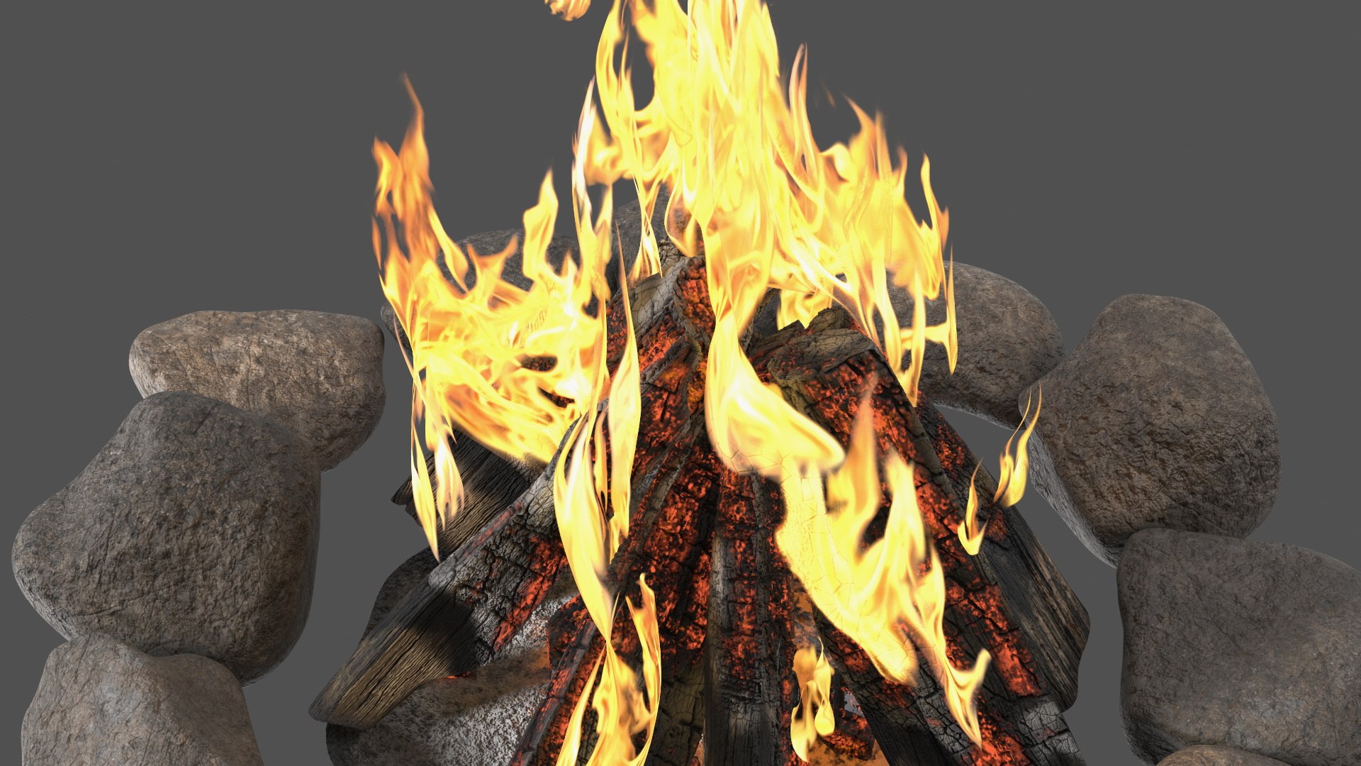 Bonfire In A Circle Of Stones 3D - TurboSquid 2269801