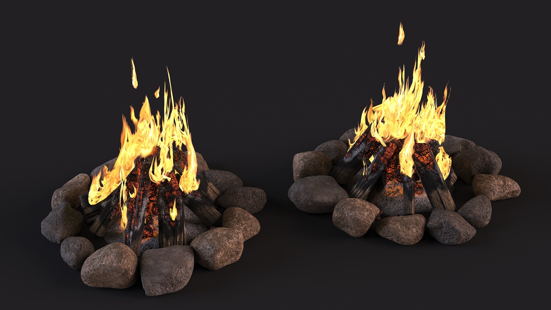 Bonfire In A Circle Of Stones 3D - TurboSquid 2269801