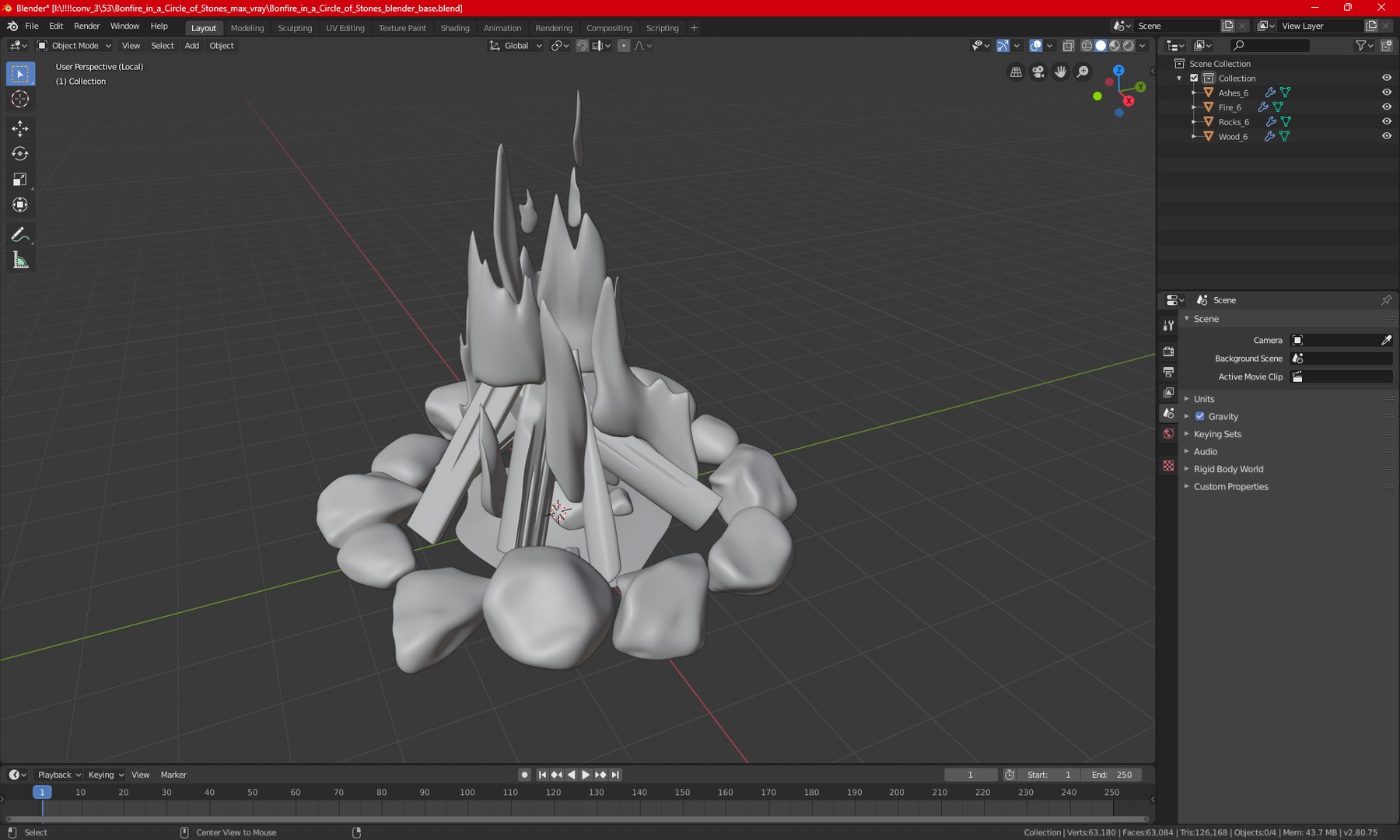 Bonfire In A Circle Of Stones 3D - TurboSquid 2269801