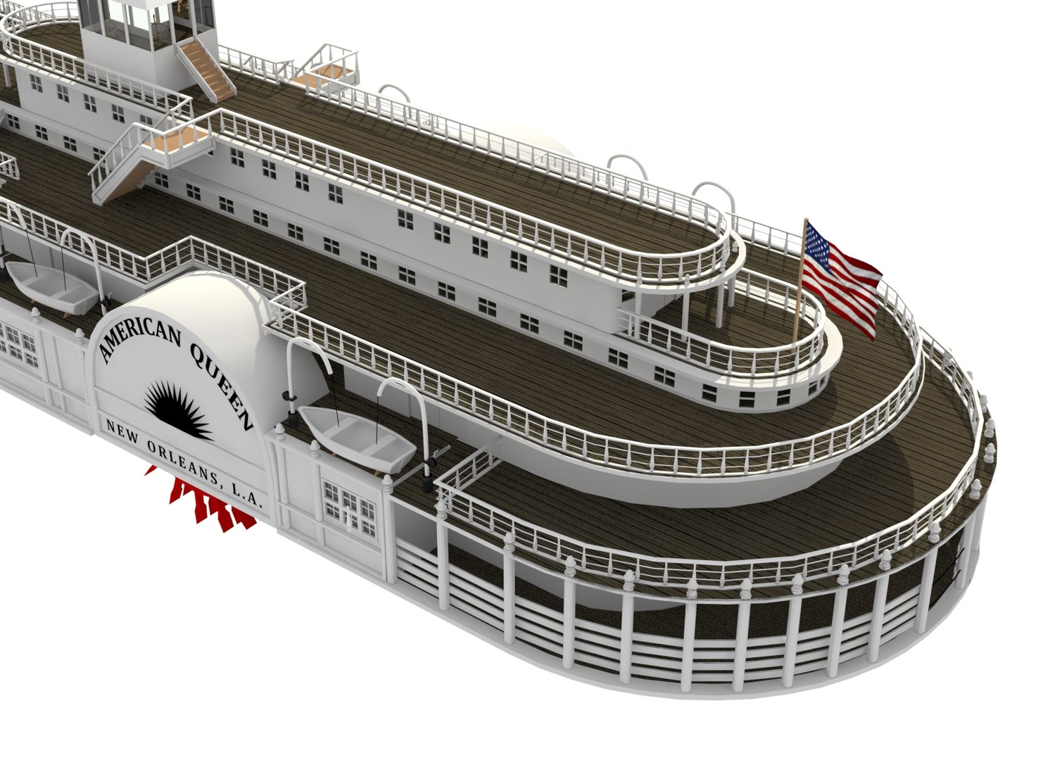 Historic Paddle River Boat 3d Model
